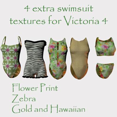 Extra Textures for the V4 Swimsuits - Poser World 3D Figure Club