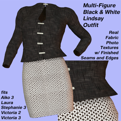 Black and White Lindsay Outfit For Multiple DAZ Figures - Poser World ...