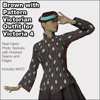Brown Victorian Outfit for Victoria 4 - Poser World 3D Figure Club