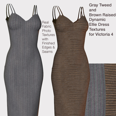 Gray Tweed and Brown Raised Dynamic Ellie Dress Textures for Victoria 4 ...