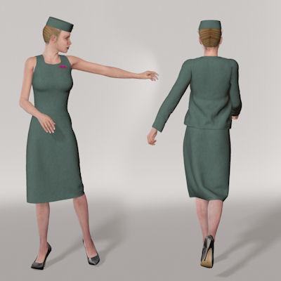 50's Flight Attendant for Victoria 4 - Poser World 3D Figure Club